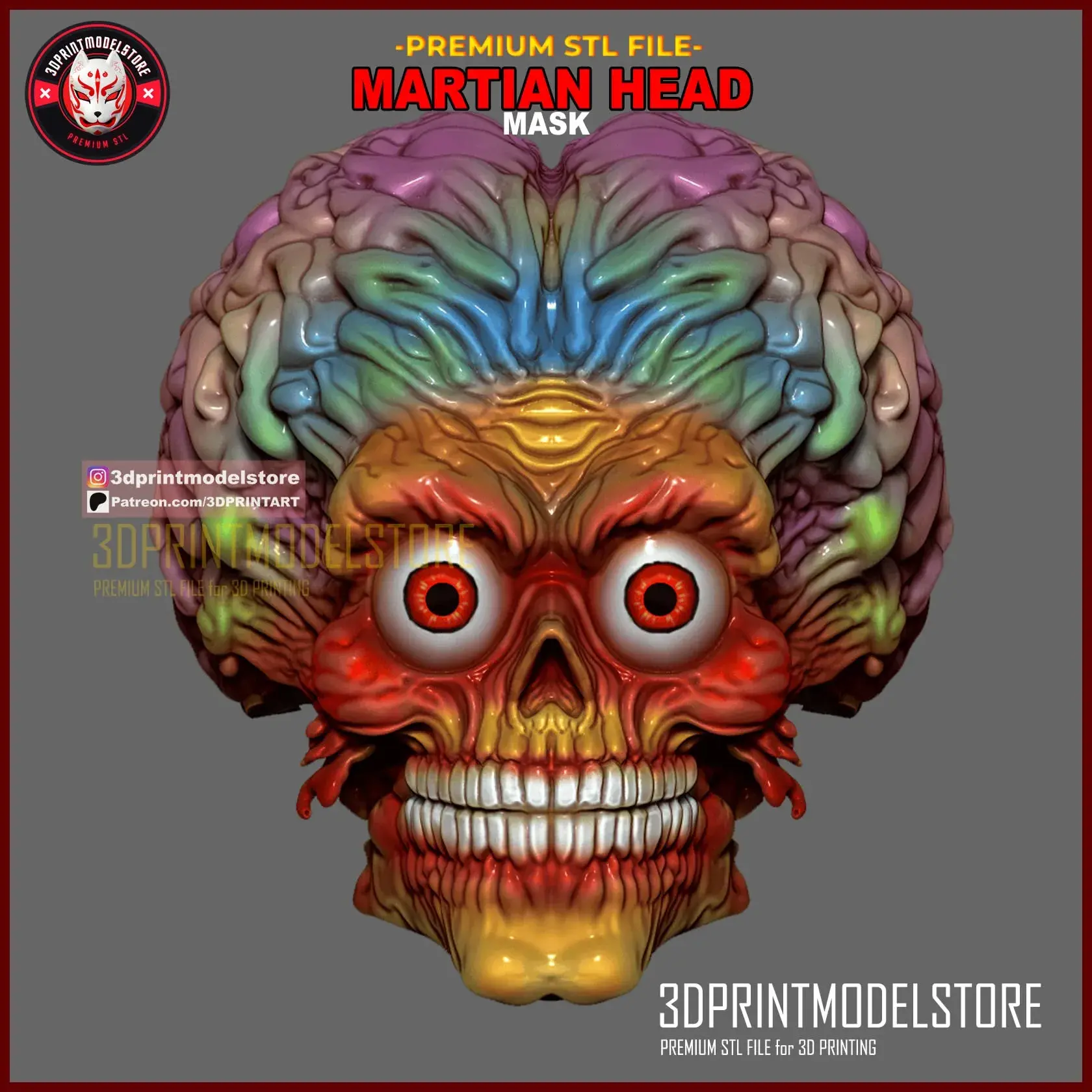 Cosplay STL Descarga - Martian Head Mask - Mars Attacks Cosplay Mask ...