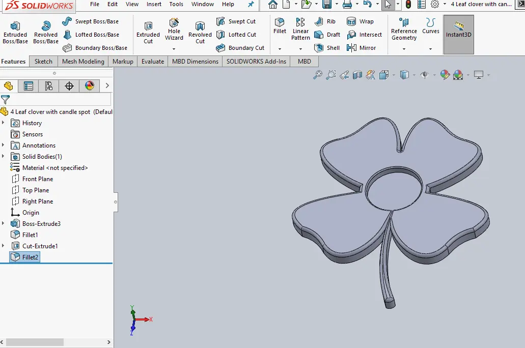 Free Digital Art STL Download - 4 Leaf clover with candle spotby Sirb ...