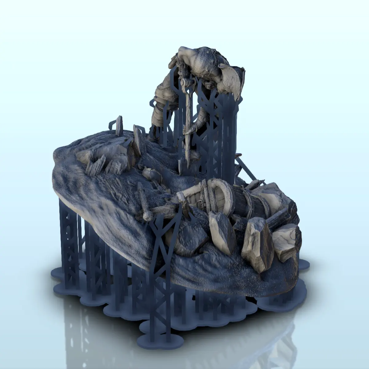 Pirate digging with shovel with treasure chest - figure mini | 3D ...