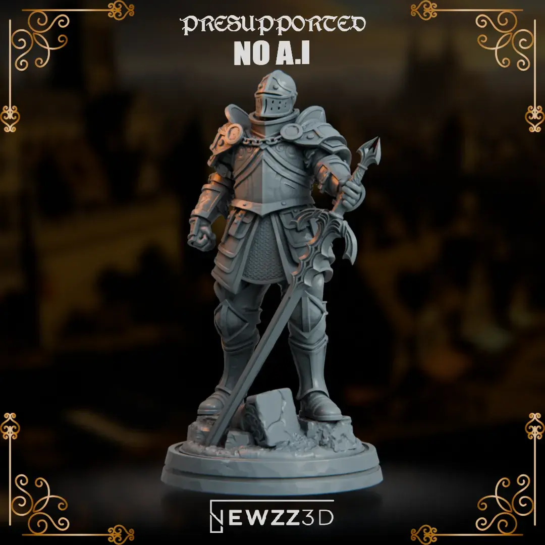 Characters & Creatures STL Download - Knight Miniature - 32mmby Newzz3D