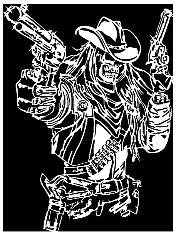 Free Other STL Download - Cowboy Skeleton stencil 2by SMT_M 🦊
