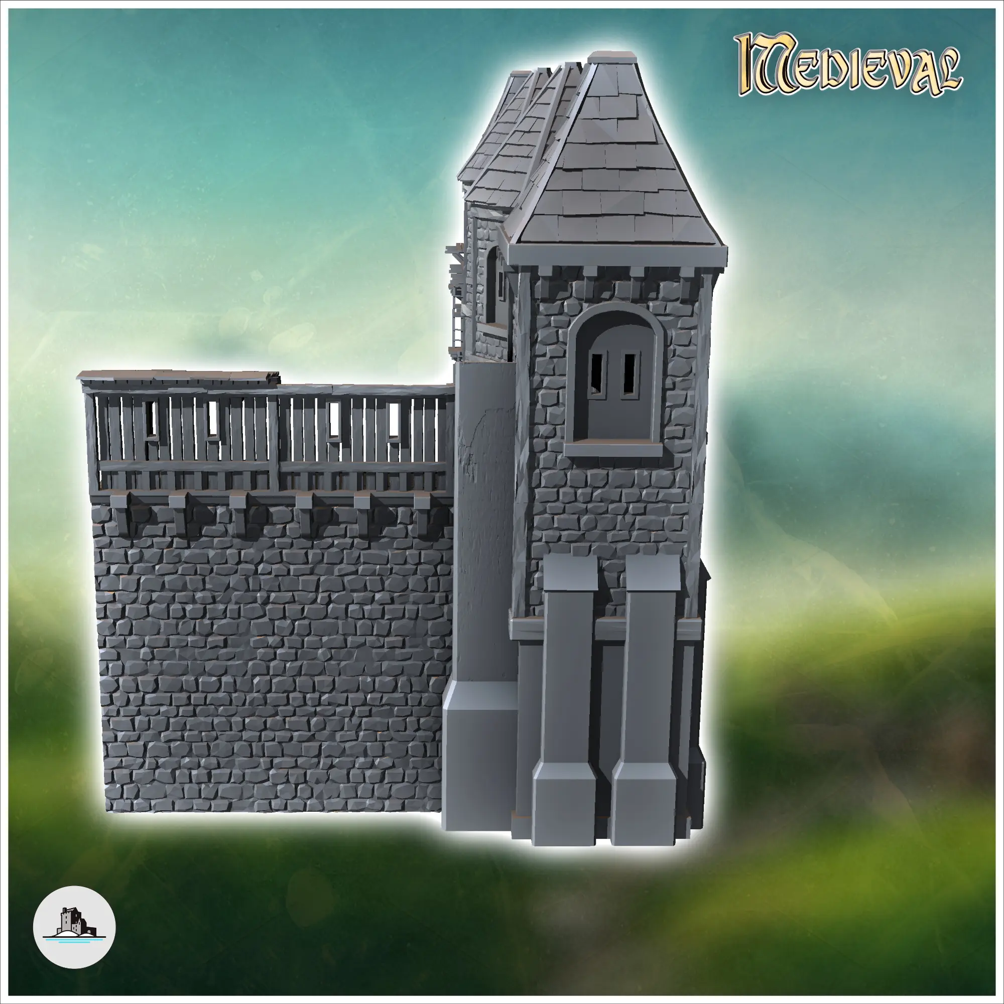Props & Terrain STL Download - Modular set of medieval defensive walls ...