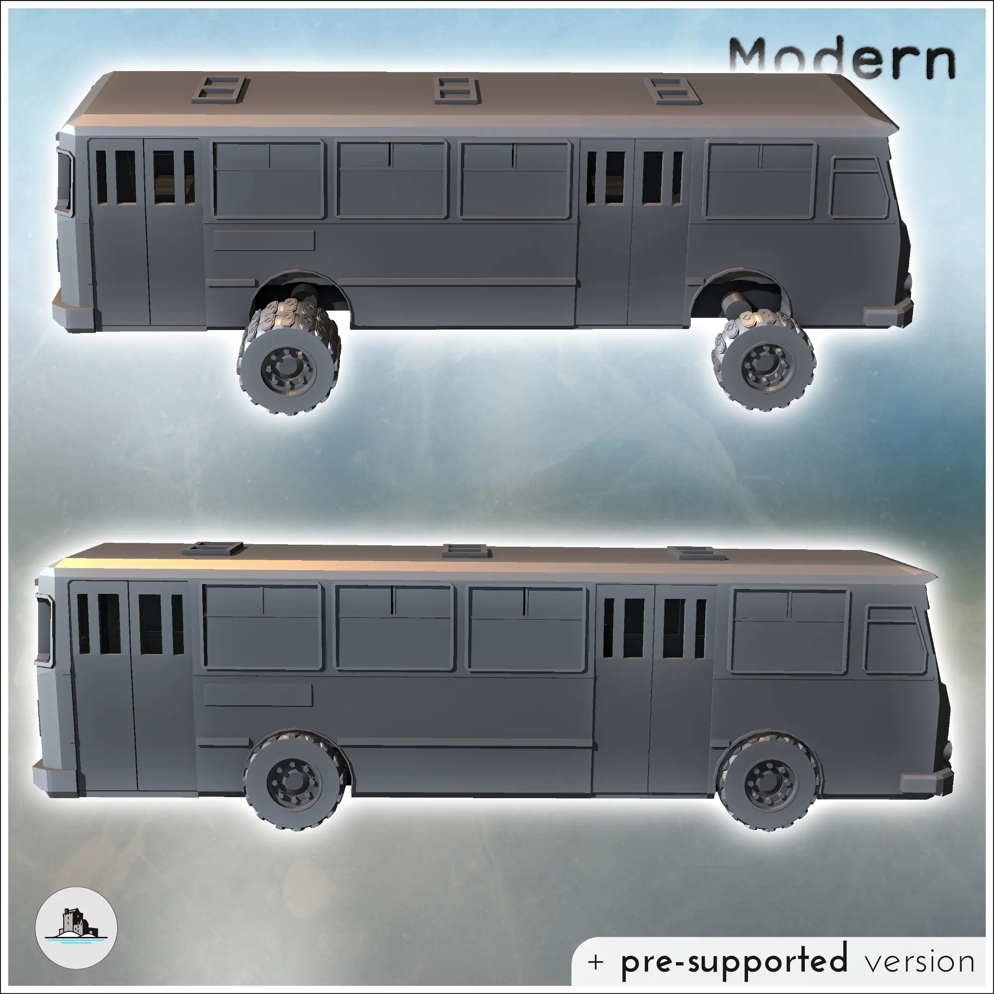 Modern city bus with four wheels and double side doors (4) - | 3D ...