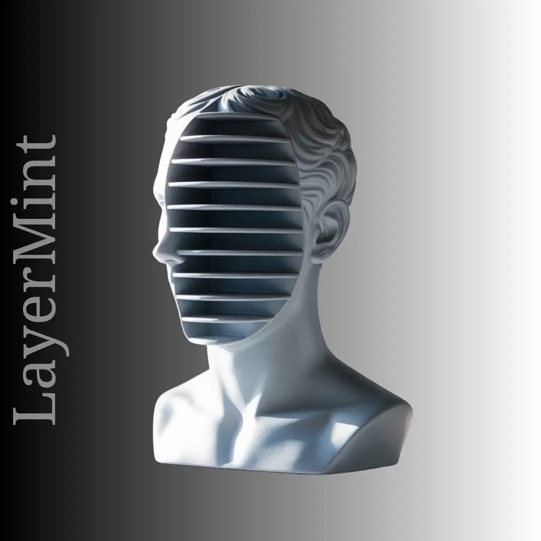 Sculptures & Artworks STL Download - Layered Half Face Bust Sculpture ...