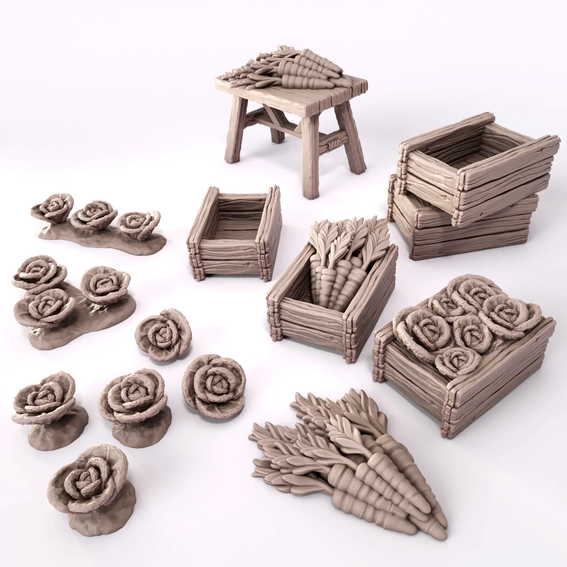 Props & Terrain STL Download - Carots & Cabages | Mini Tabletop Crops ...