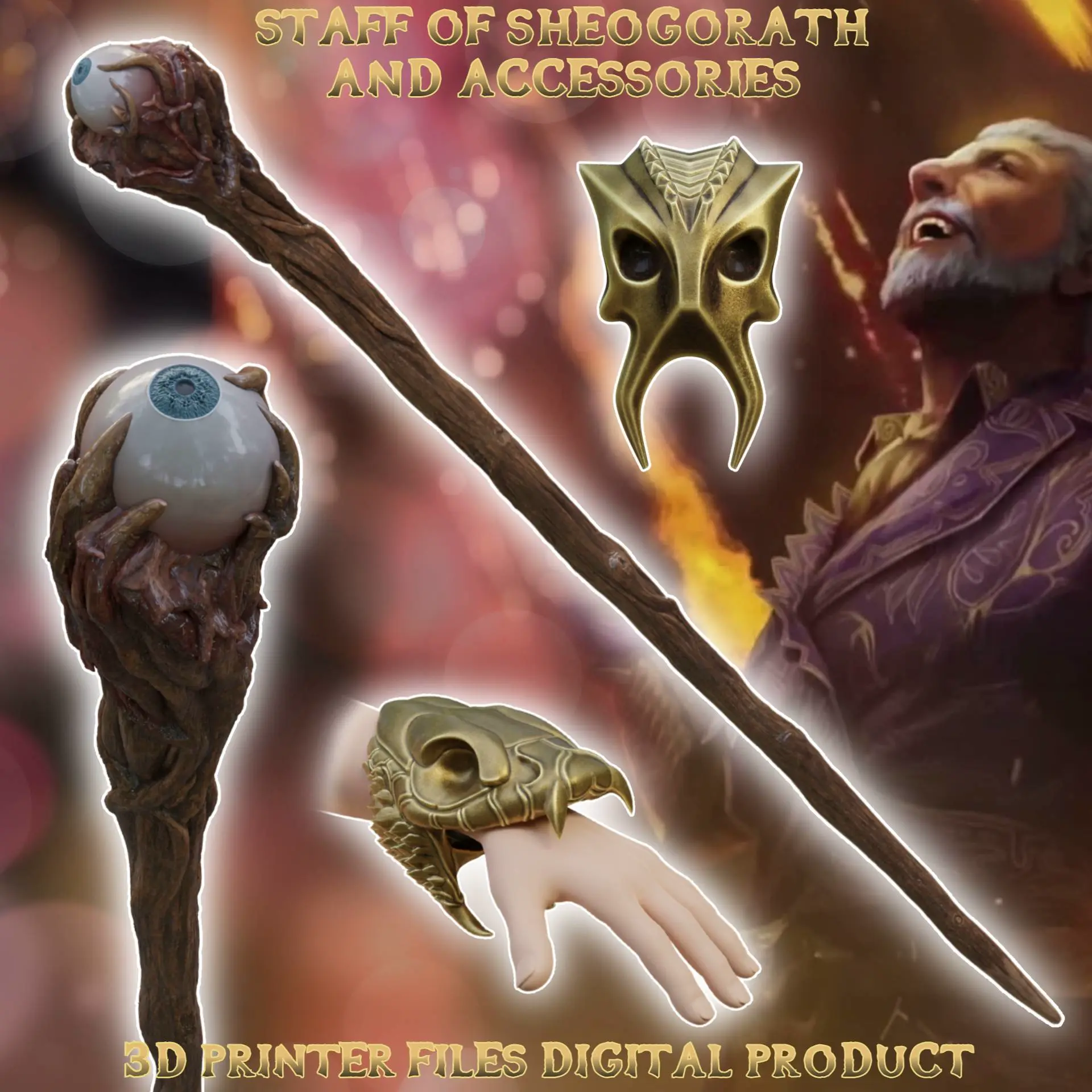 Cosplay STL Download - Fantasy Staff of Sheogorath Cosplay TES Oblivion ...