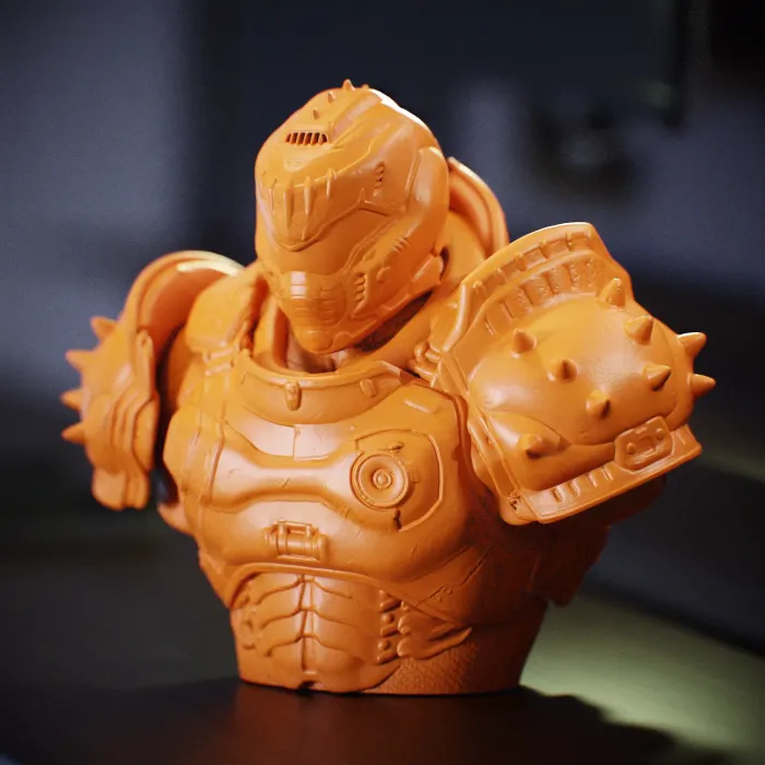 Free Characters & Creatures STL Download - Slayer Bust of Doom The Dark Ages Fan Artby greencatpoly