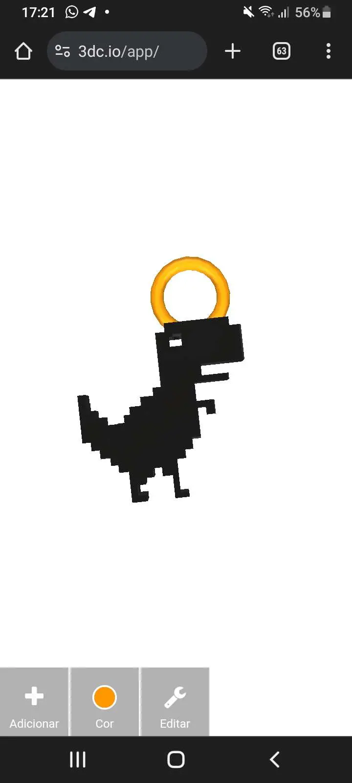 3D Printer Files | 3MF File | Chrome T-Rex keychain / chaveiro do T-Rex do Chrome | Creality Cloud