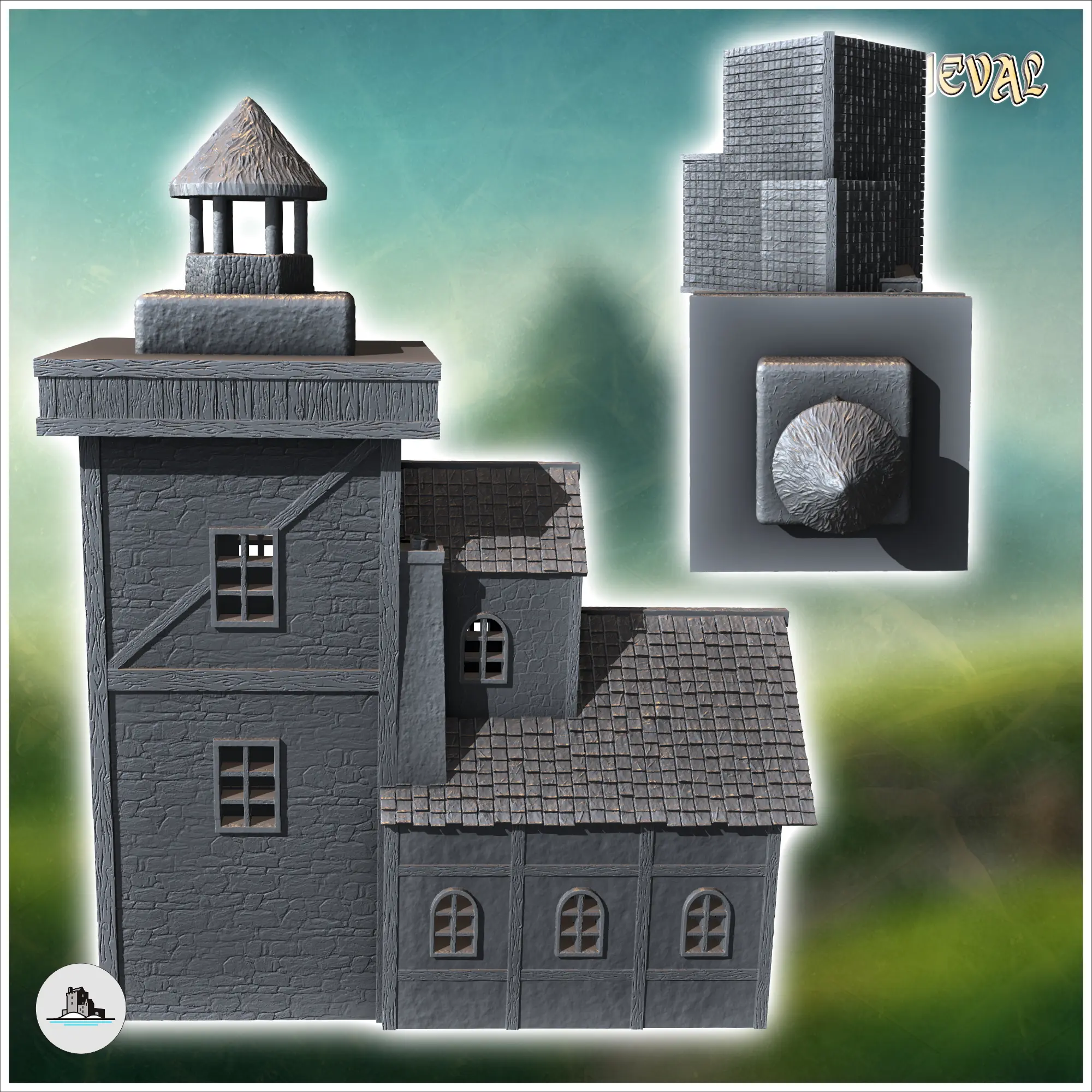 Characters & Creatures STL Download - Medieval lighthouse with square ...