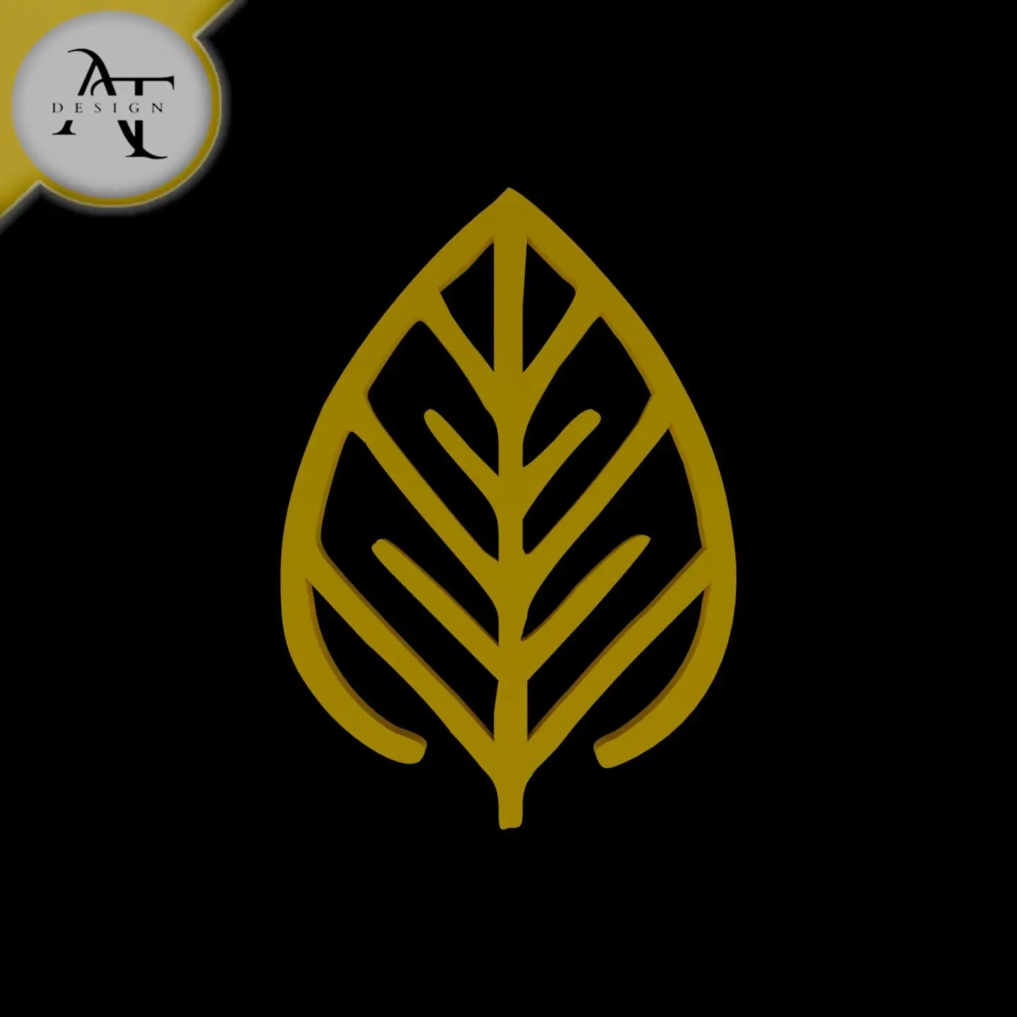 Free Digital Art STL Download - Simple Leaf Symbol - 2D Artby AT Design