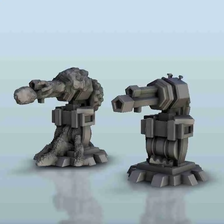 Infantery canon turret(+ destroyed version) - miniatures war | 3D ...