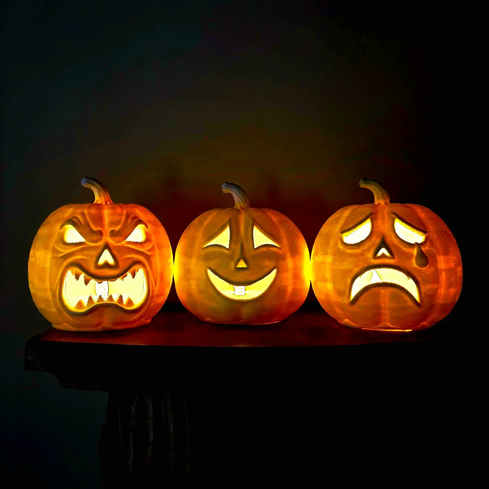 3D Printer Files | 3MF File | 3 Pumpkins - Happy, Sad & Mad - Tealight ...