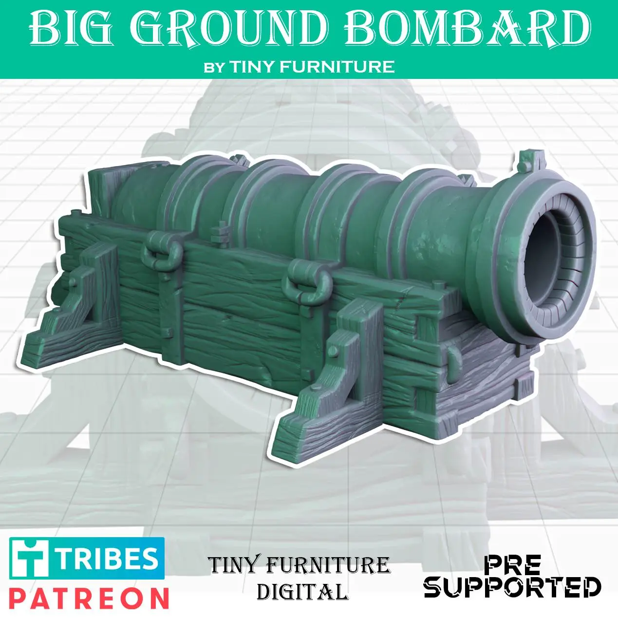 Vehicles & Machinery STL Download - Big Ground Bombard (Medieval ...