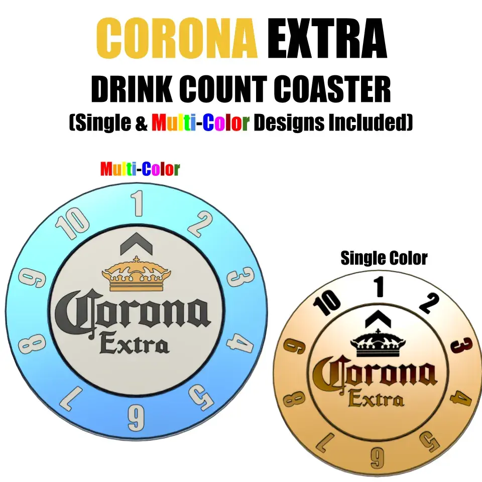 3D Printer Files | 3MF File | CORONA EXTRA DRINK COUNT COASTER (SINGLE ...