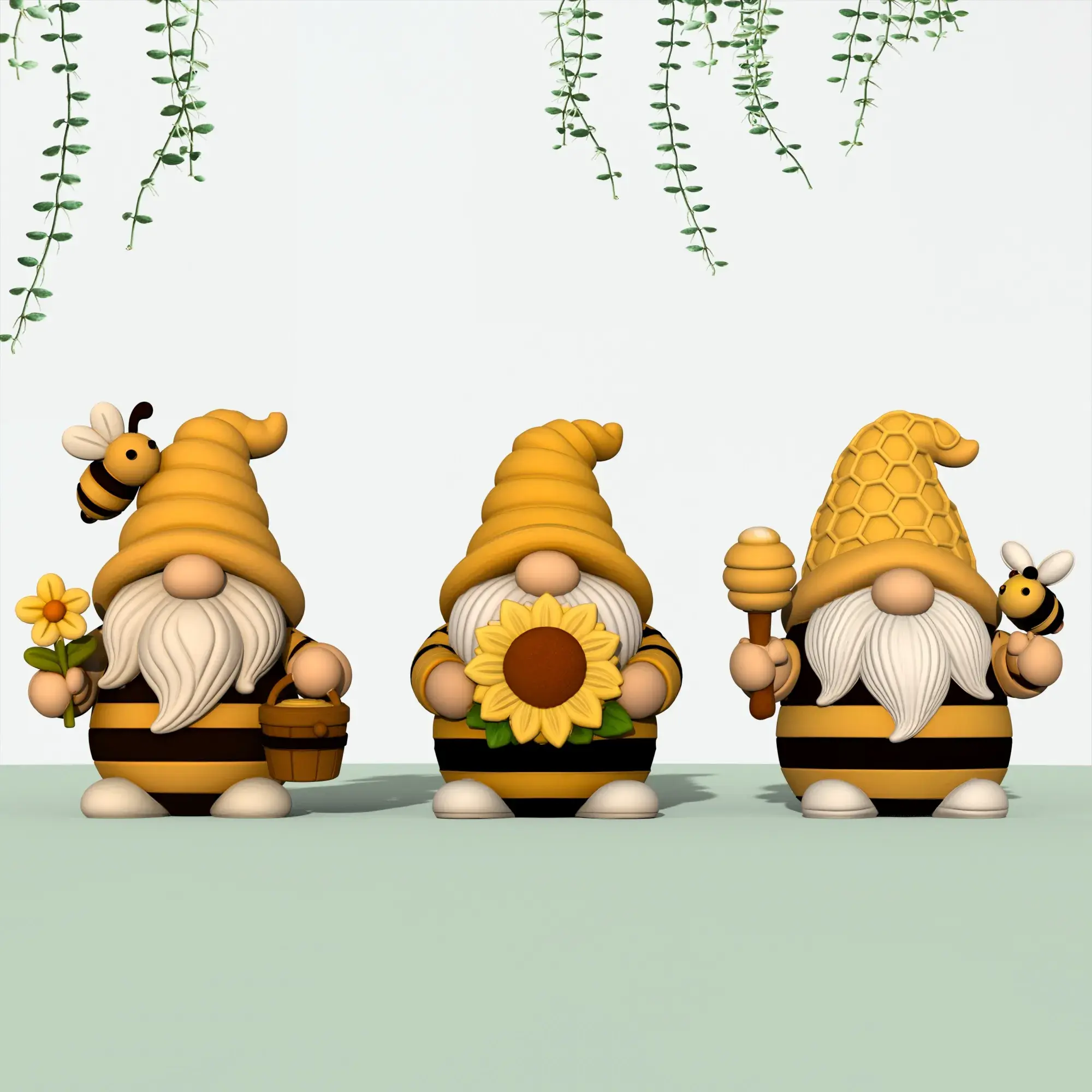 Home Decorations & Ornaments STL indir - Bee Gnome Figures, 3 pcs ...