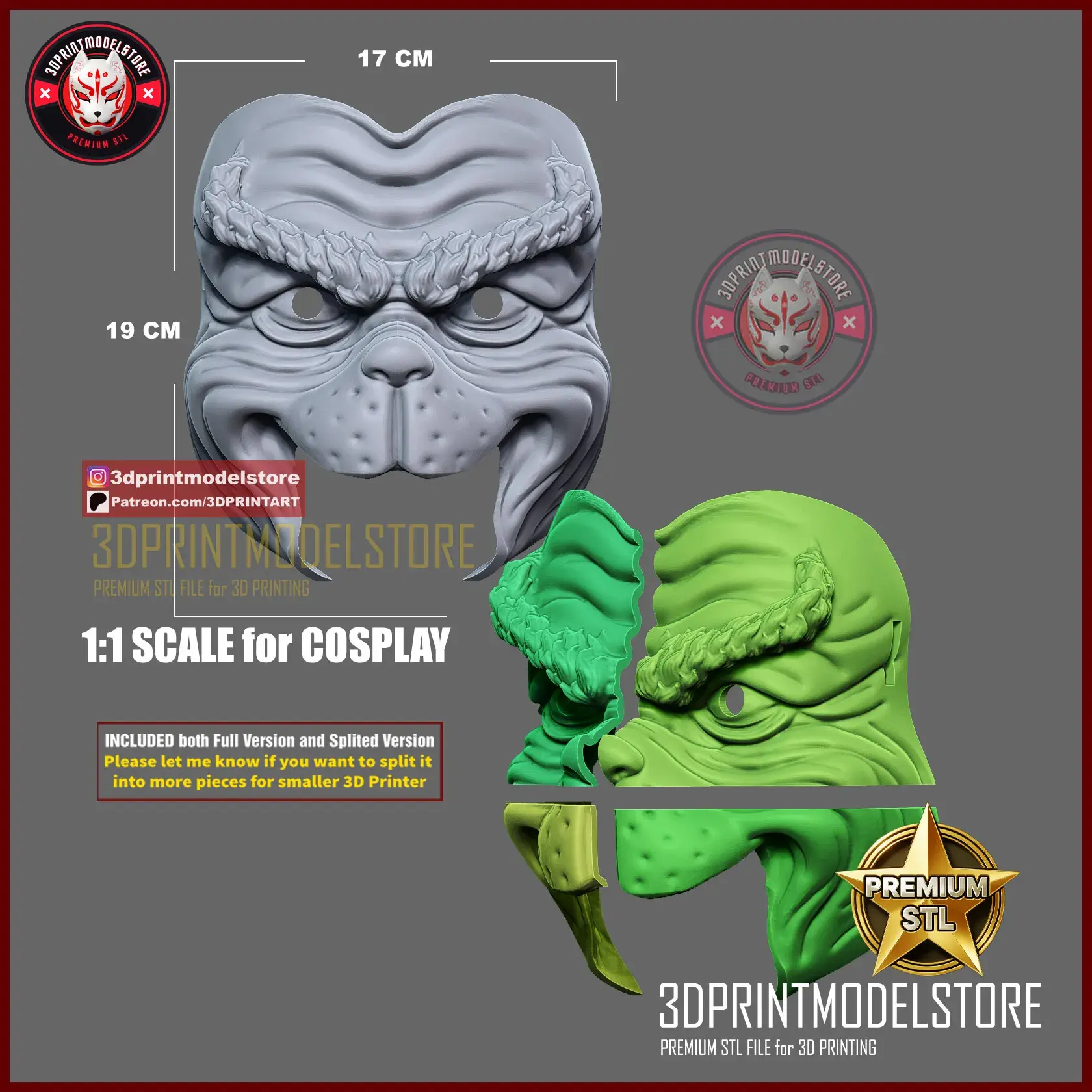Cosplay STL Download - The Grinch Half Mask Cosplay Props - Merry ...