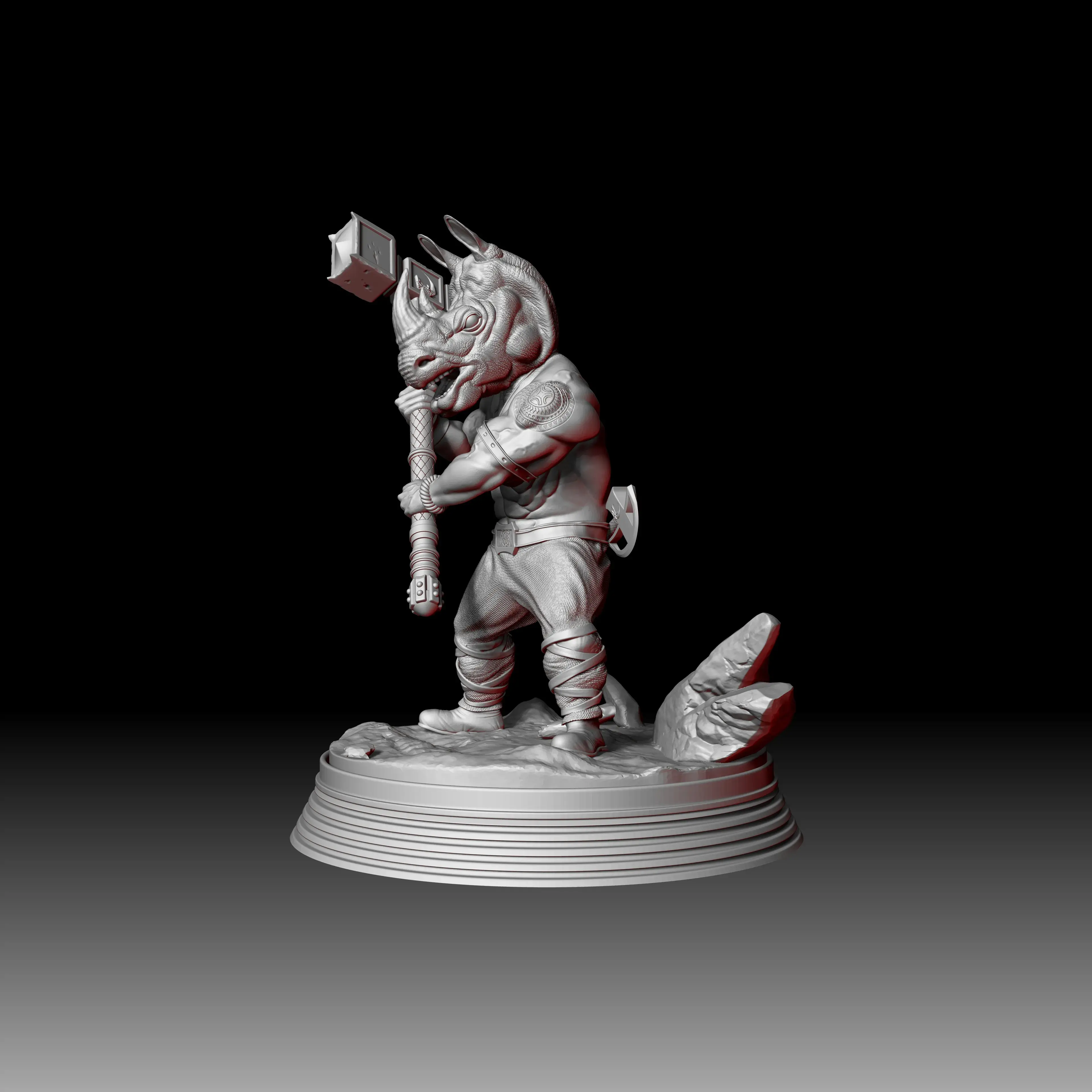 Other STL Download - Mour The Rhino Warrior - tabletop miniby Castro 3D