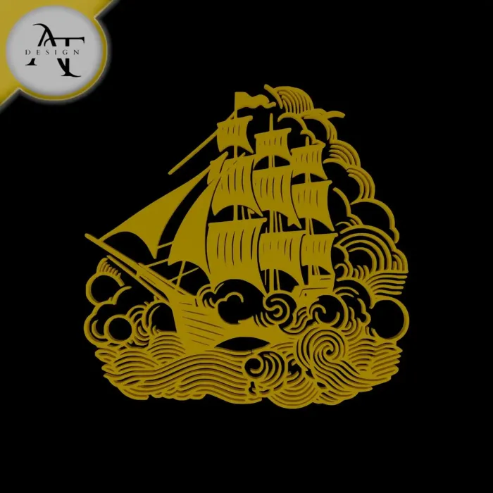 Home Decorations & Ornaments STL Download - Ship - Line Art - 2D Wall ...