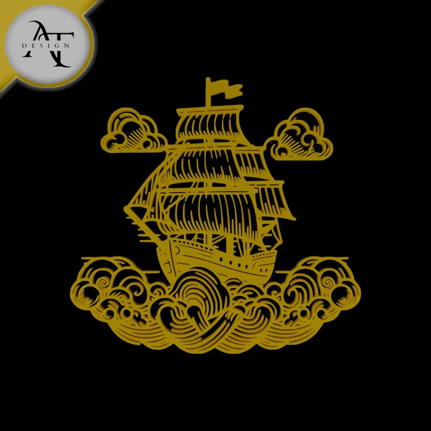 Home Decorations & Ornaments STL Download - Ship - Line Art - 2D Wall ...