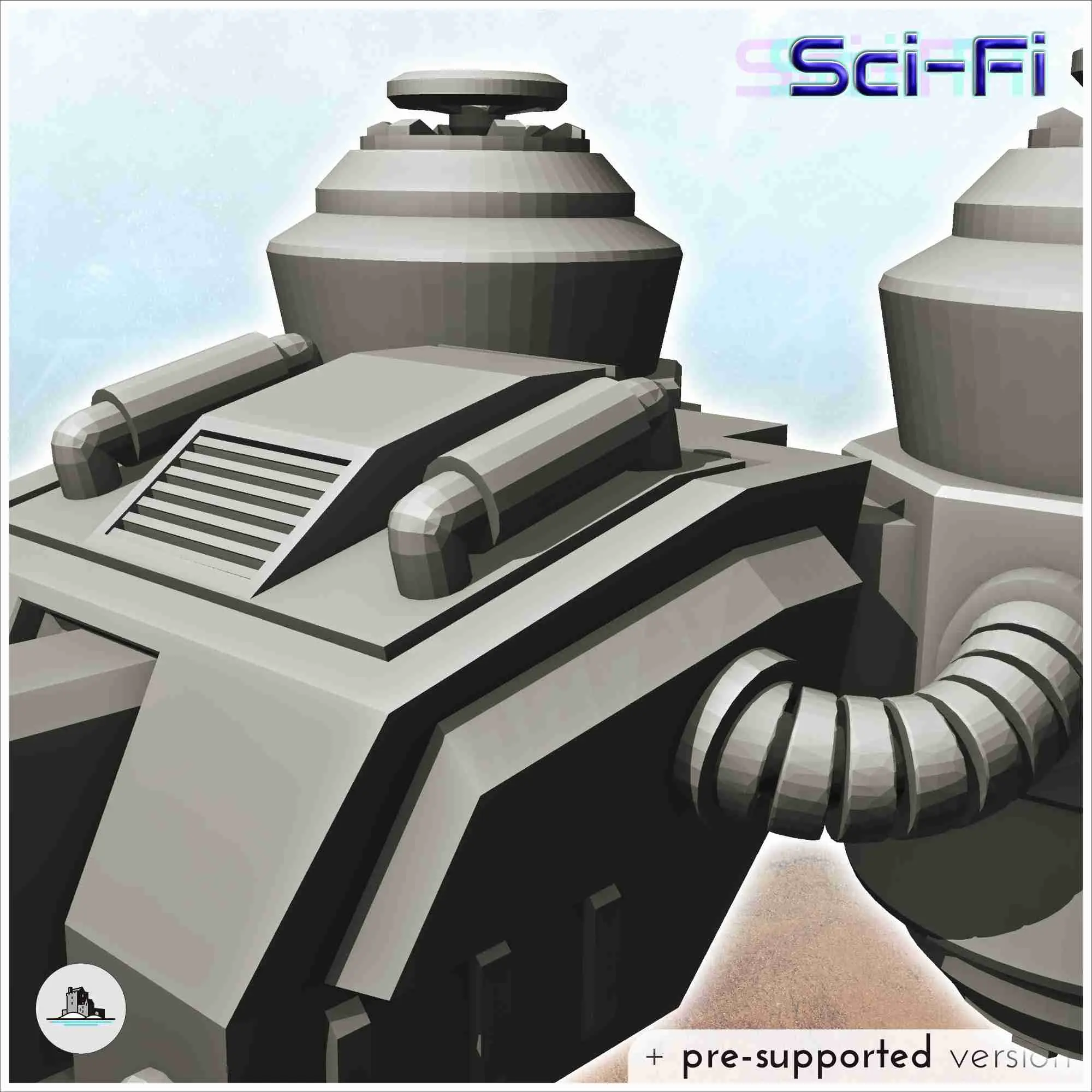 Futuristic turret with cannon and double reloading pods (2) | 3D models ...