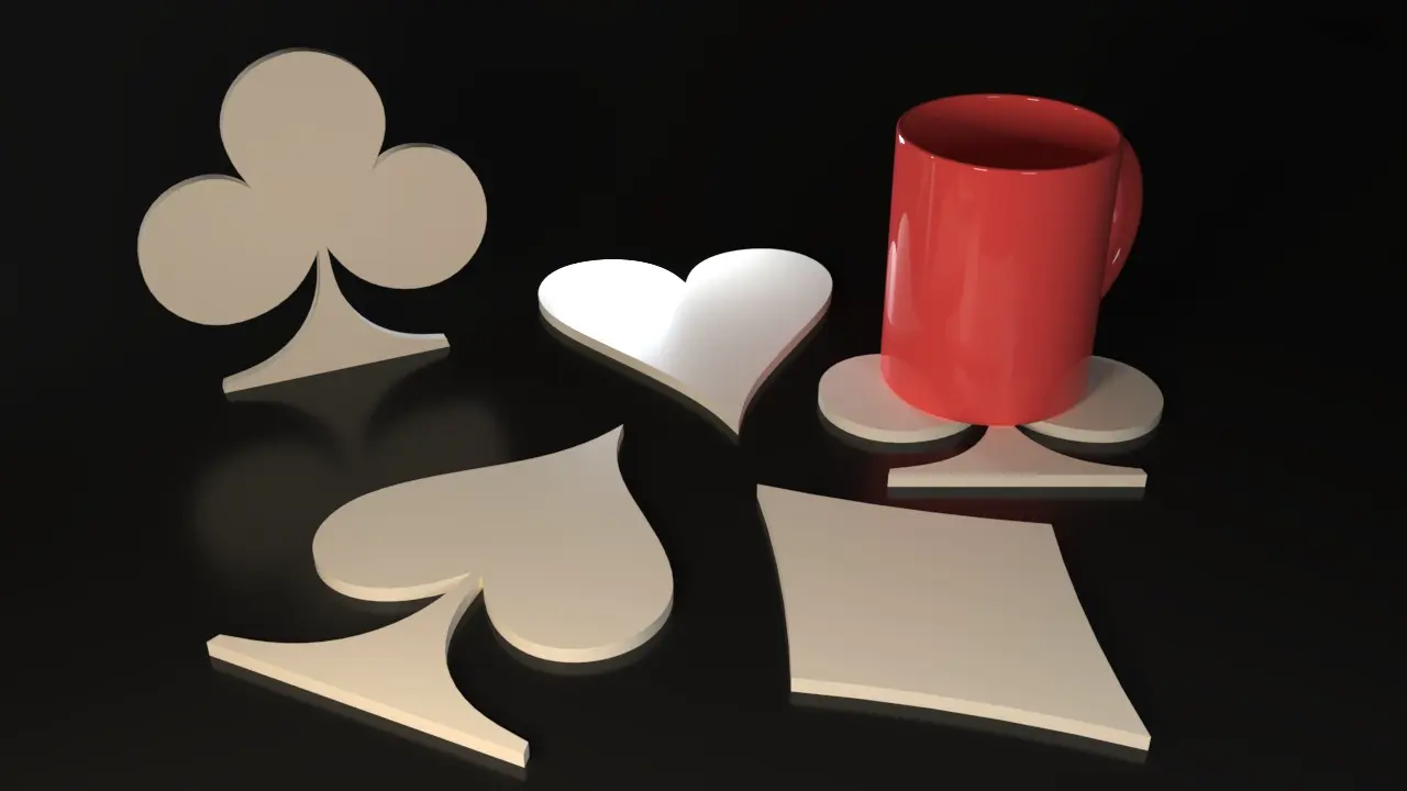 Sculptures & Artworks STL Download - Card Icons Coastersby Wael Moussa