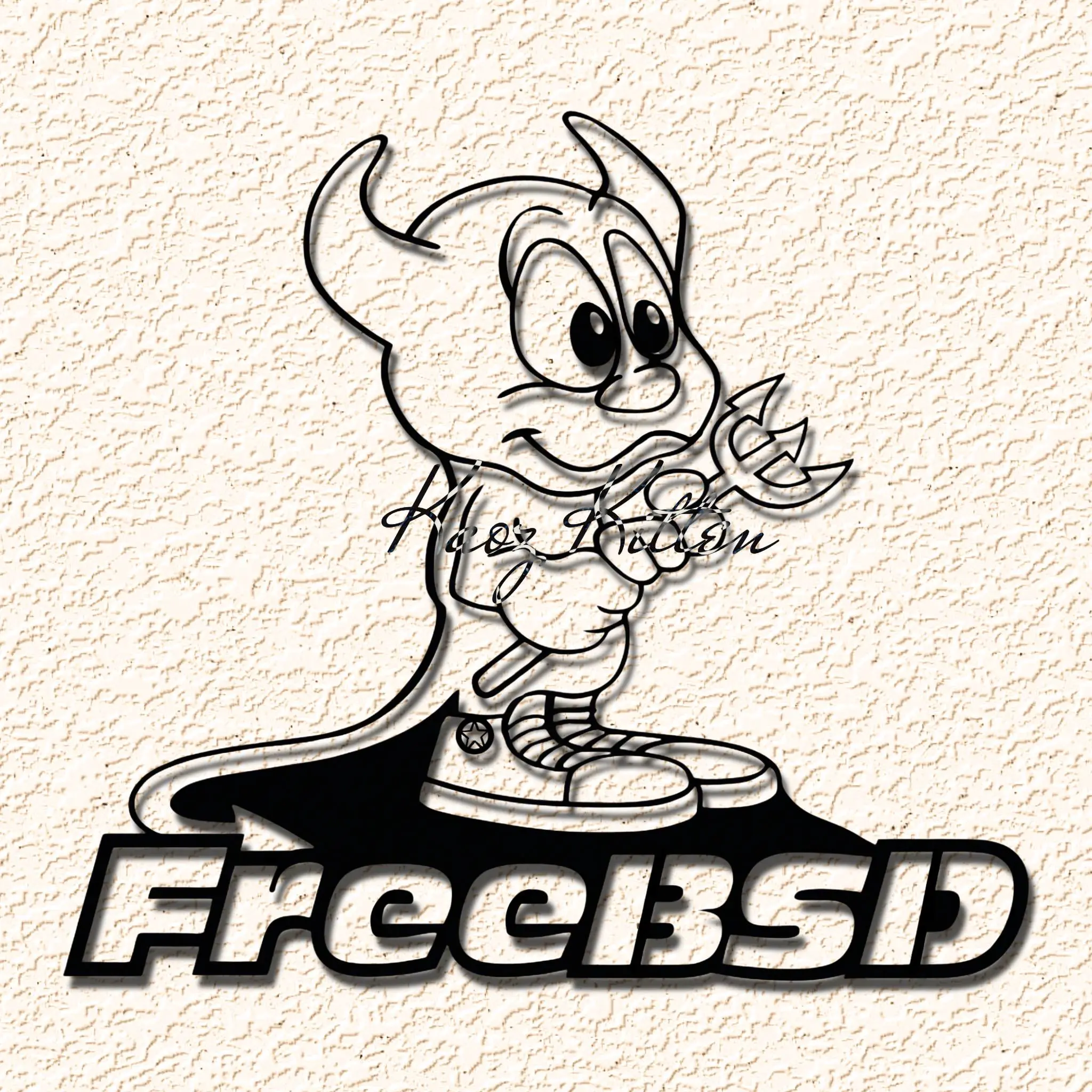 Other STL Download - FreeBSD little devil converse demon wall art home ...