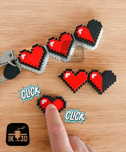 Board Games & Card Games STL Download - 8-Bit Heart Clicker Fidget Toy ...