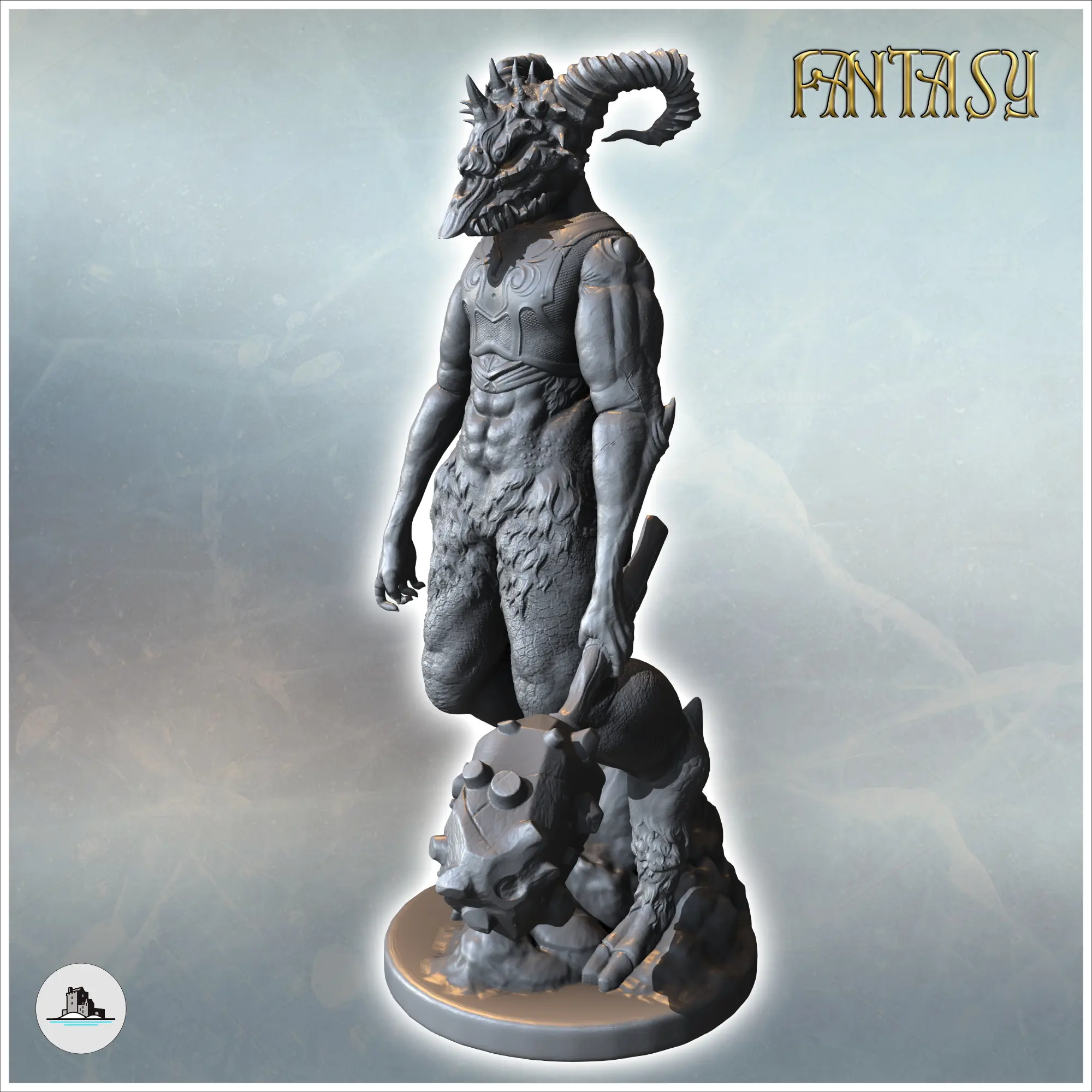 Characters & Creatures STL Download - Demon with double horns standing ...