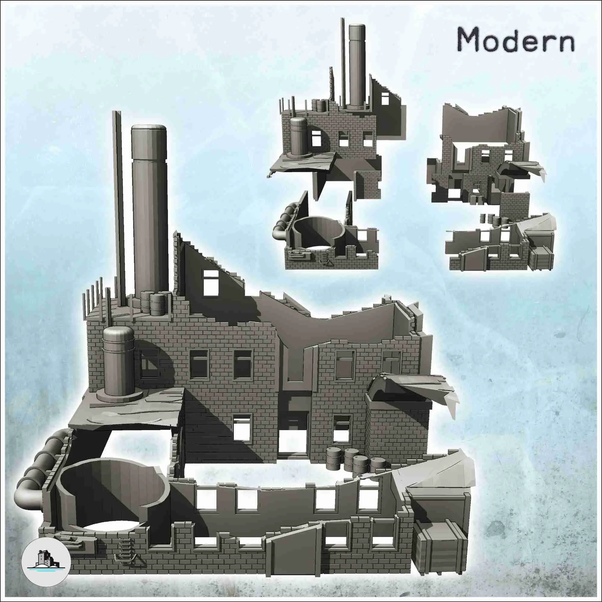 Industrial Design & Prototypes STL Download - Modern brick factory with ...