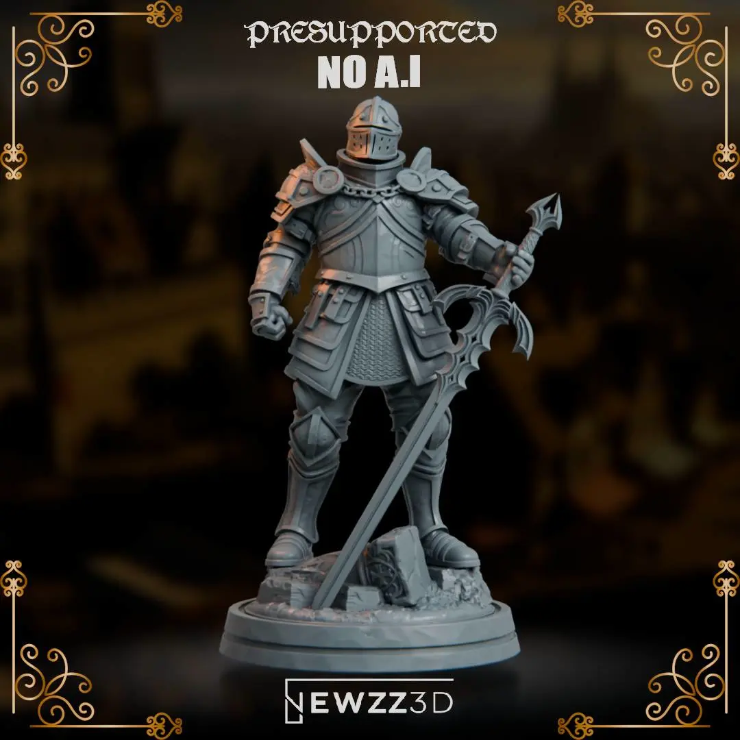 Characters & Creatures STL Download - Knight Miniature - 32mmby Newzz3D
