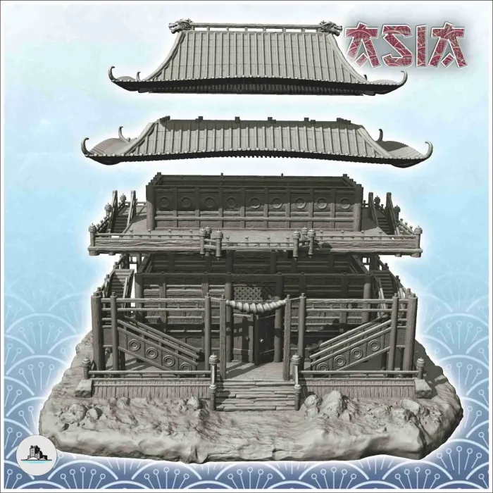 Props & Terrain STL Download - Big asian building with double access ...