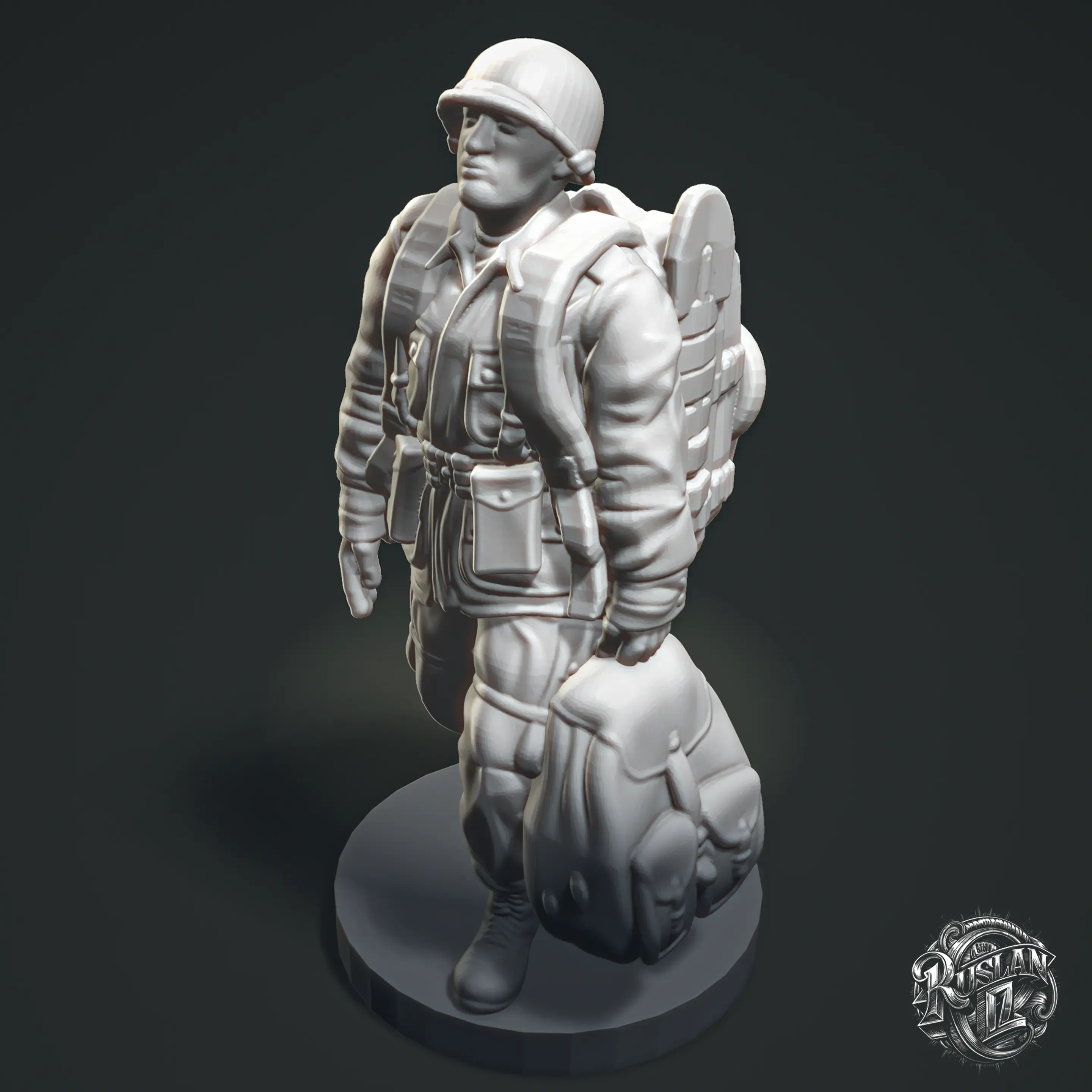 Characters & Creatures STL Download - Soldier with Gearby RuslanOz