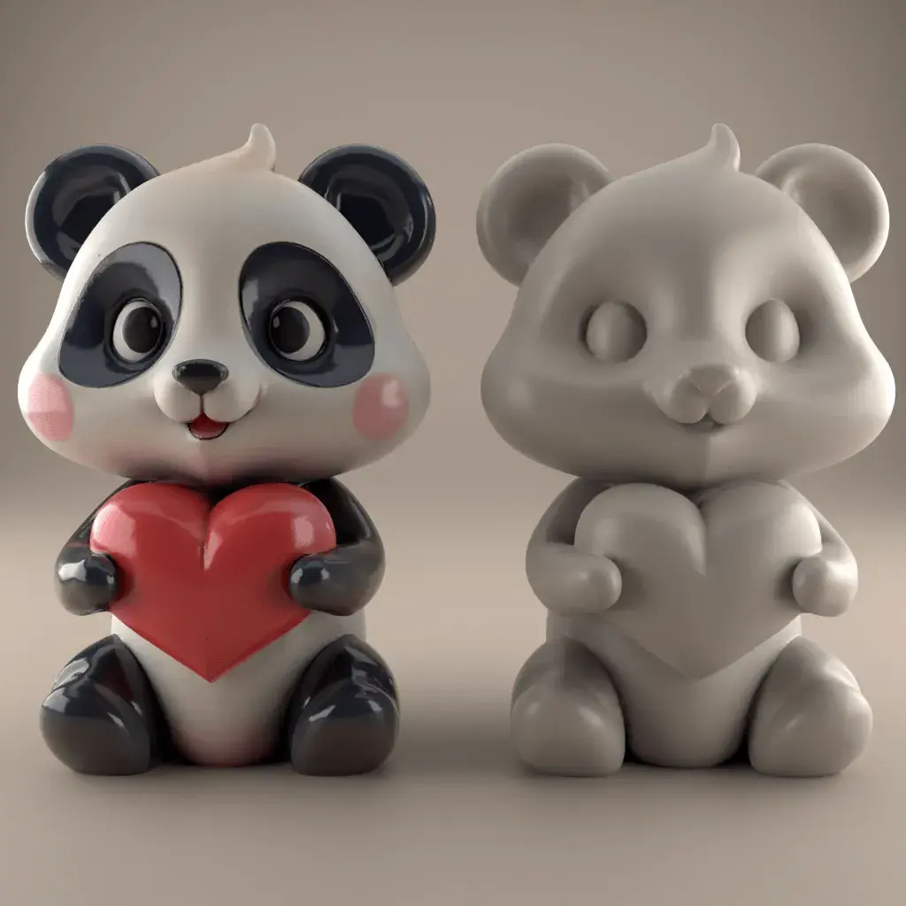 Digital Art STL Descarga - Cute Panda with Heart STL – 3D Print for ...