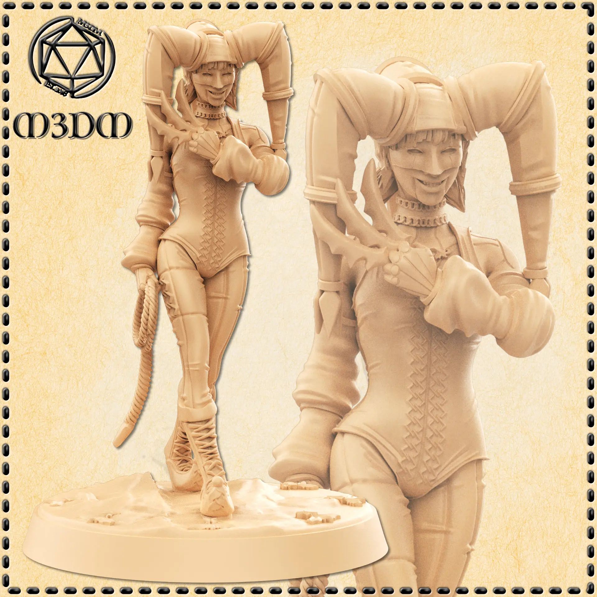 Characters & Creatures STL Download - Jester Rogue Construct (Action)by M3DM