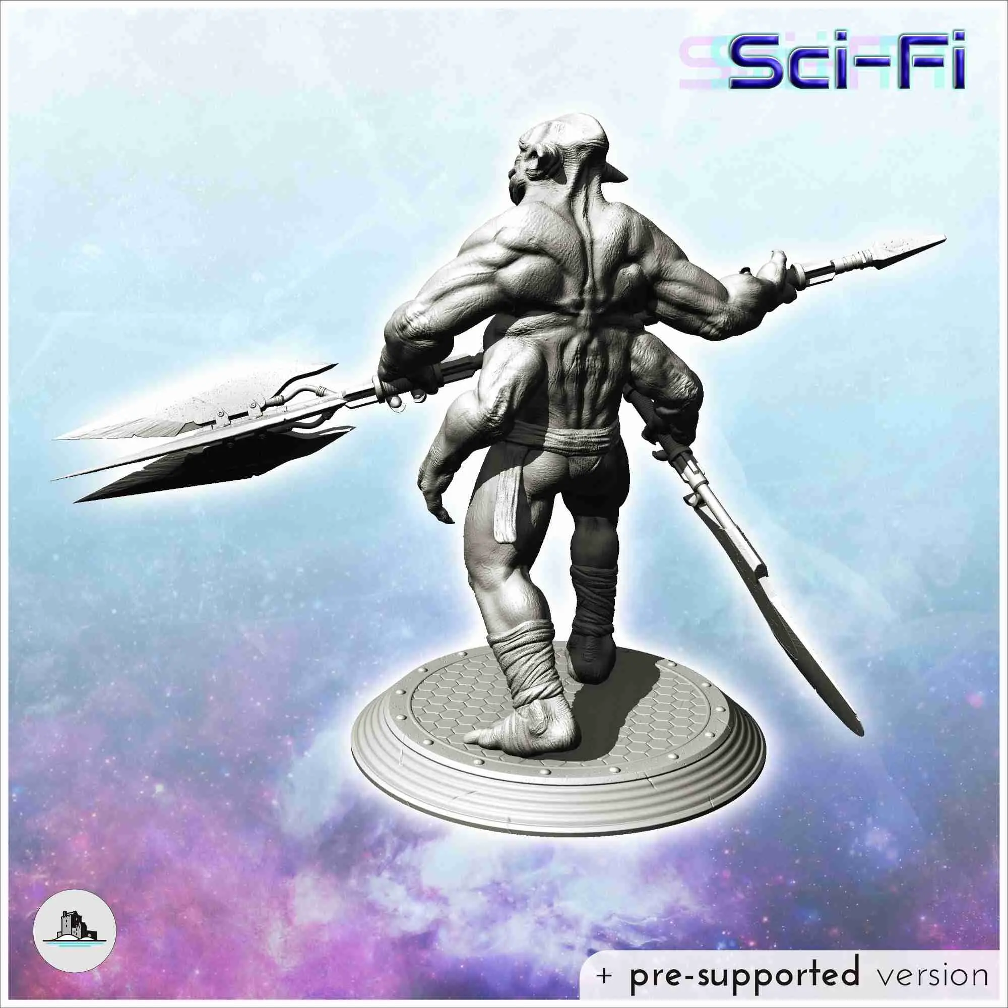 Other STL Download - Four-armed alien cyclops with heavy spear (17 ...