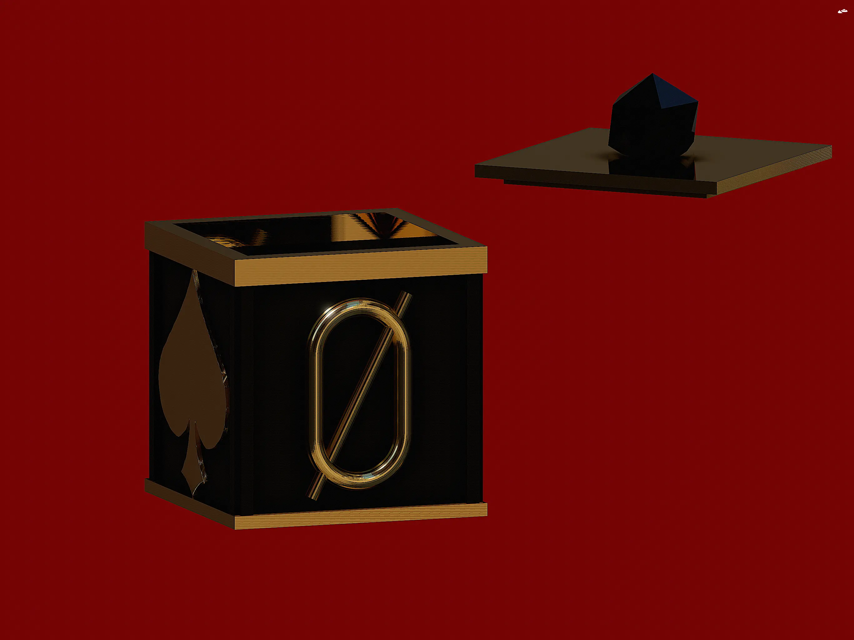 Digital Art STL Download - Zero spade logo cube with lidby SIXBELOW