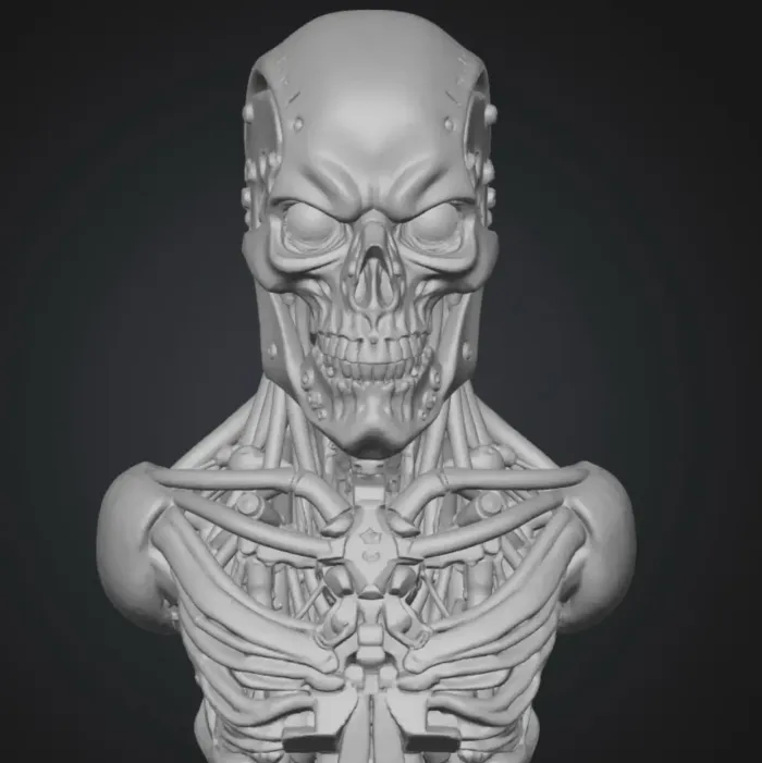 Sculptures & Artworks STL Download - Robot Skull - PrintCrafted_