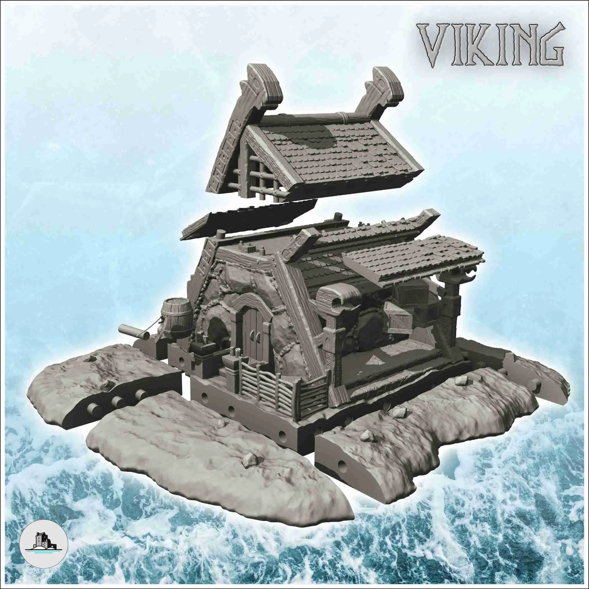 Viking mansion with fence and storage shed (9) - scenery med | 3D ...