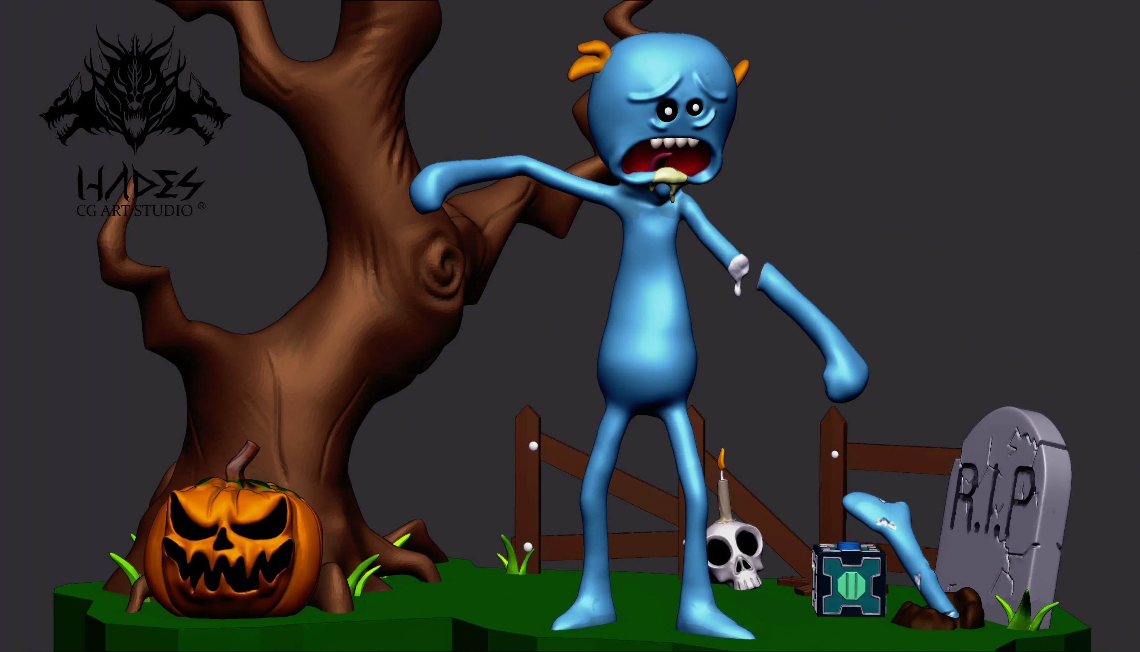 Characters & Creatures STL Download - MR. MEESEEKS HALLOWEENby Hades Studio