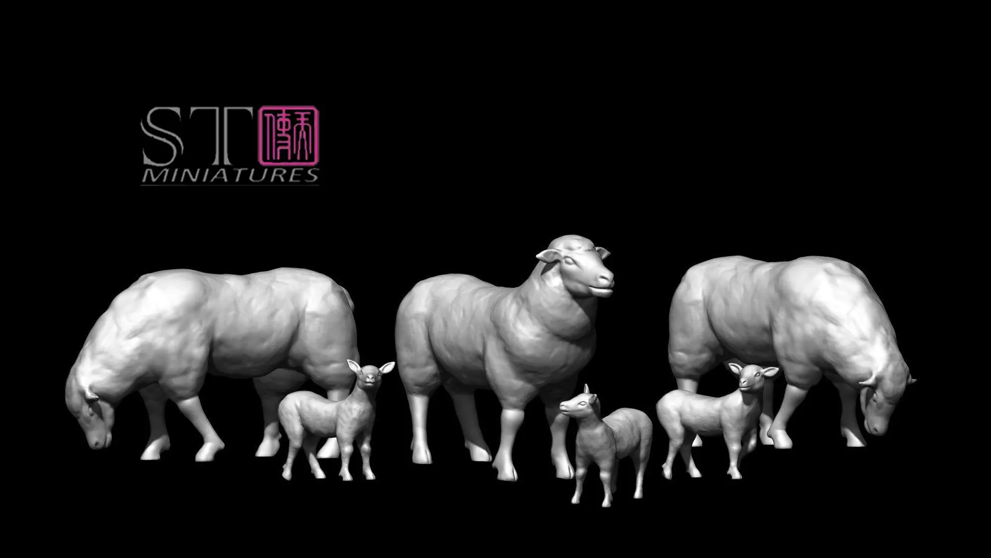Characters & Creatures STL Download - Flock of Sheep (with and without ...