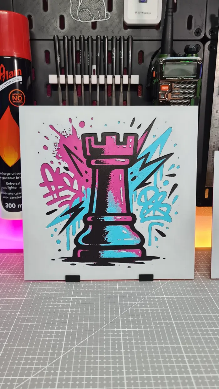 3D Printer Files | 3MF File | Graffiti Chess Rook – Hueforge – 4 Colors ...