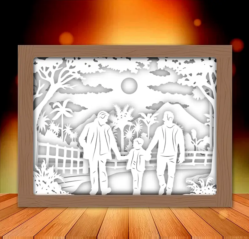 Digital Art STL Download - Old Father with his son shadow boxby ...