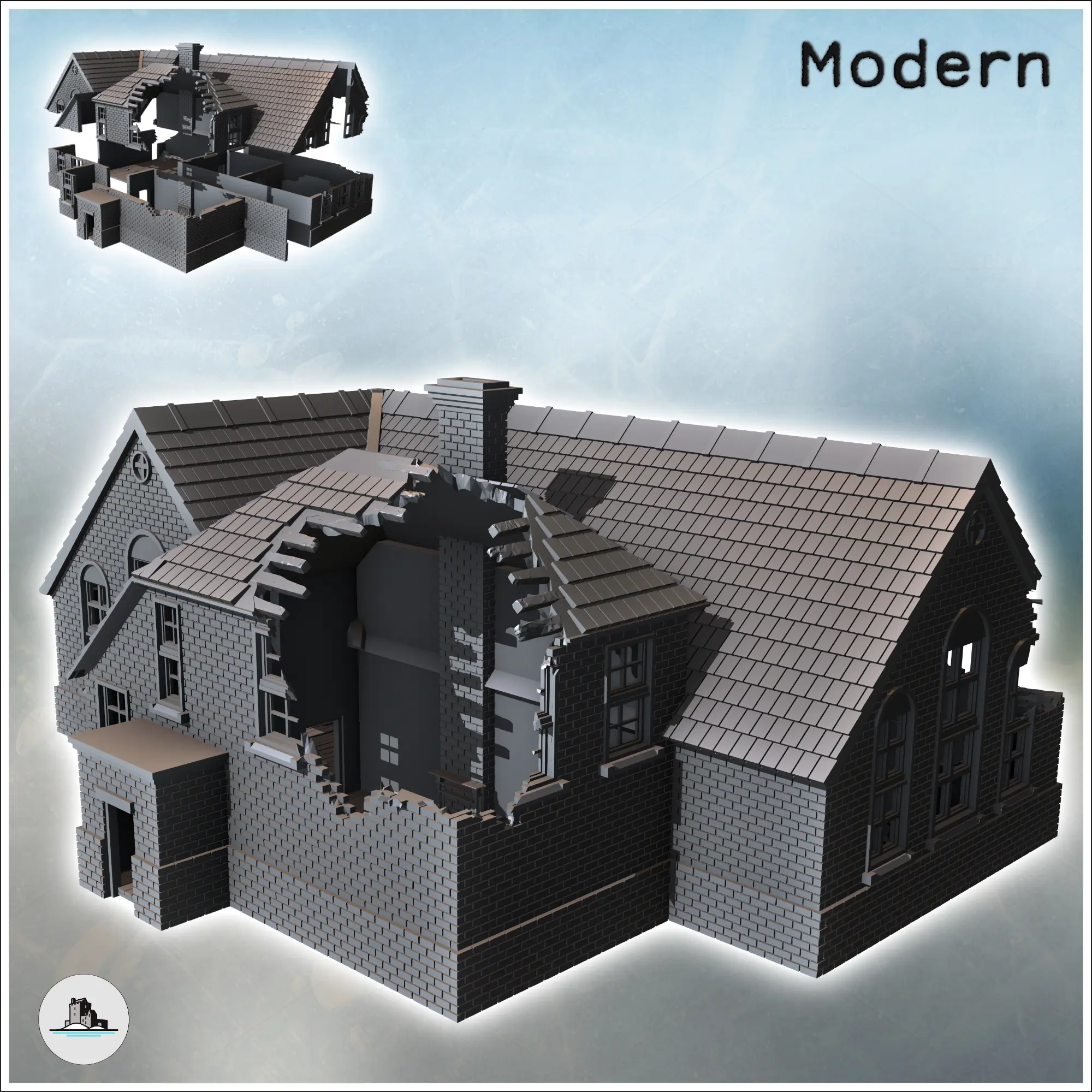 Industrial Design & Prototypes STL Download - Large modern mansion with ...