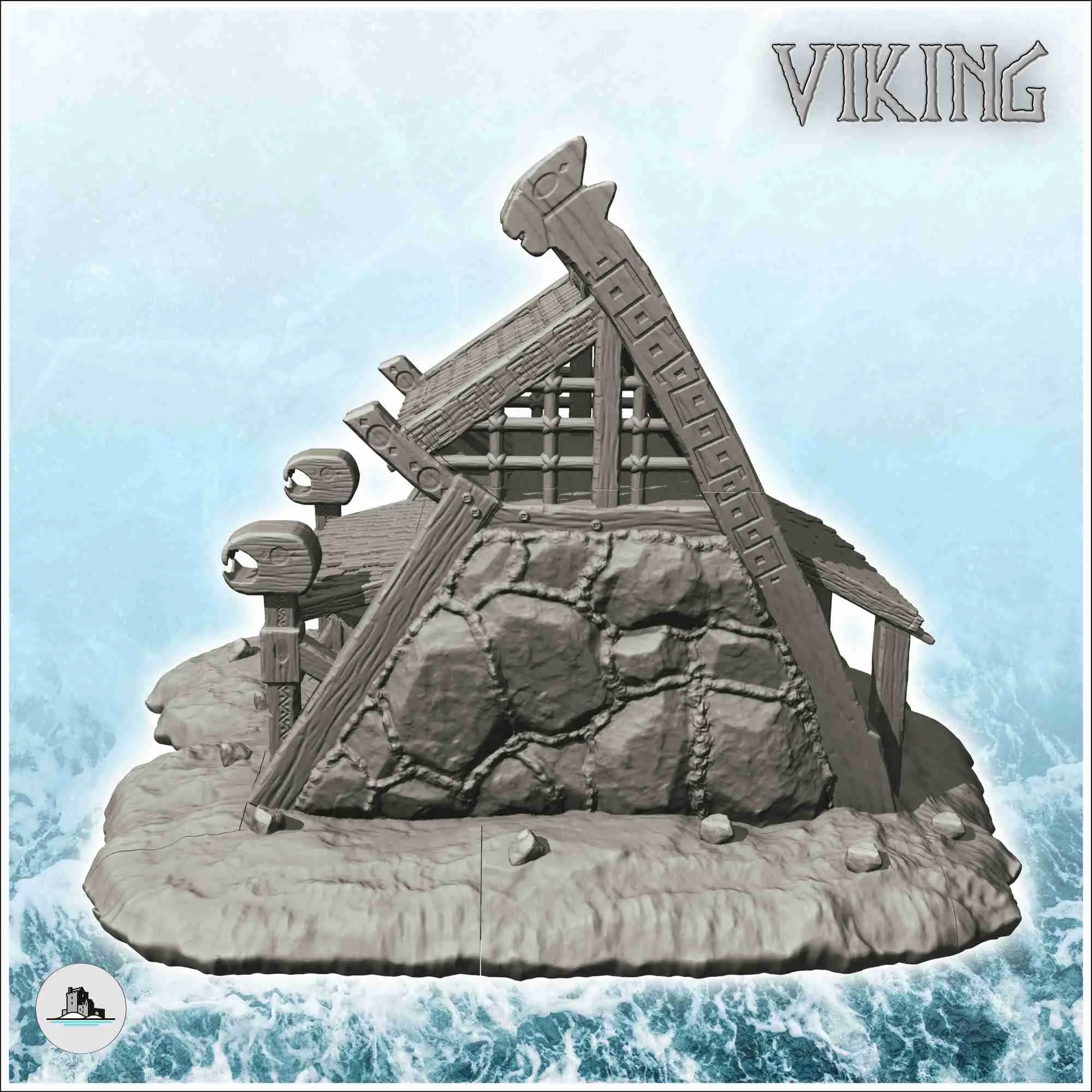 Viking mansion with fence and storage shed (9) - scenery med | 3D ...
