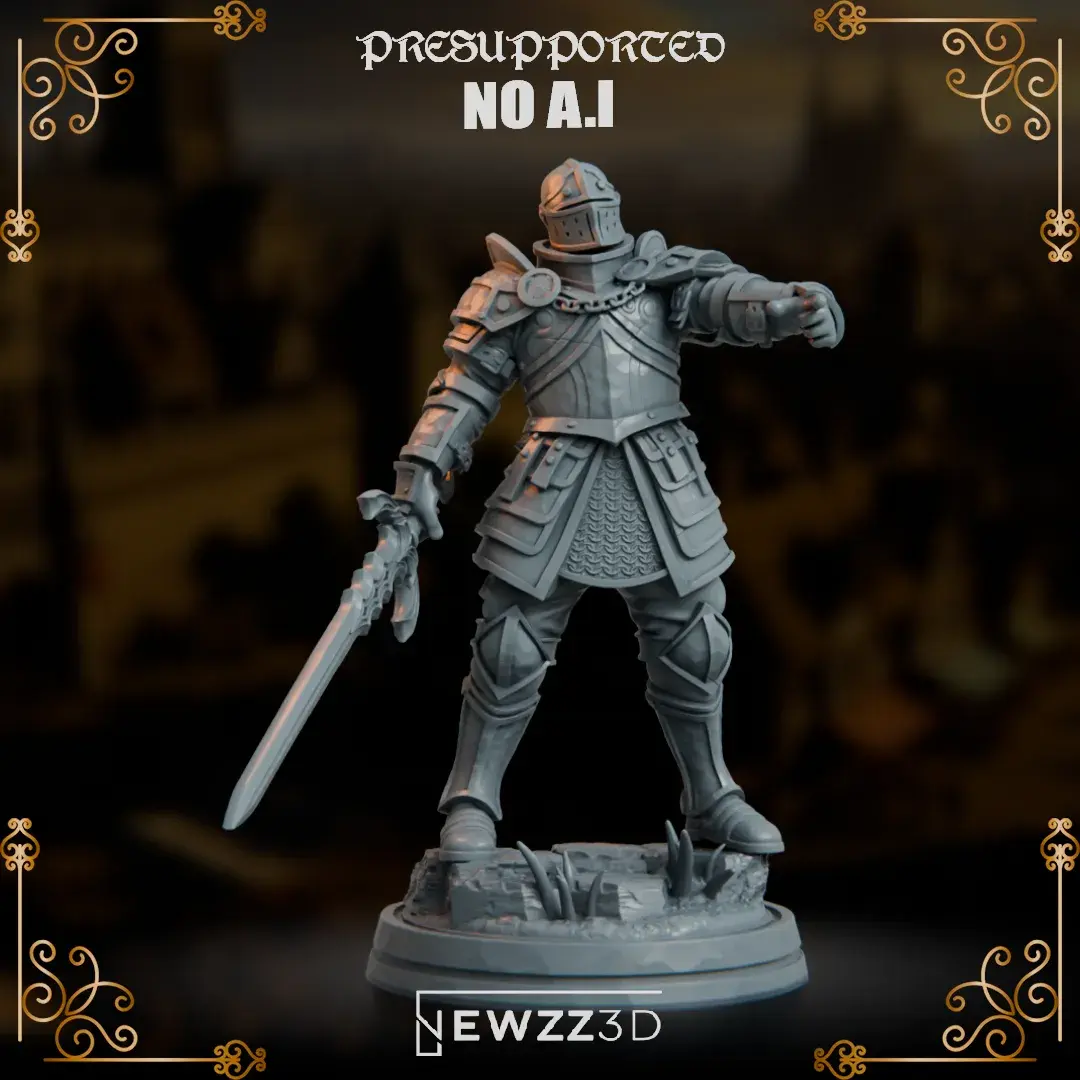 Characters & Creatures STL Download - Knight Miniature - 32mmby Newzz3D