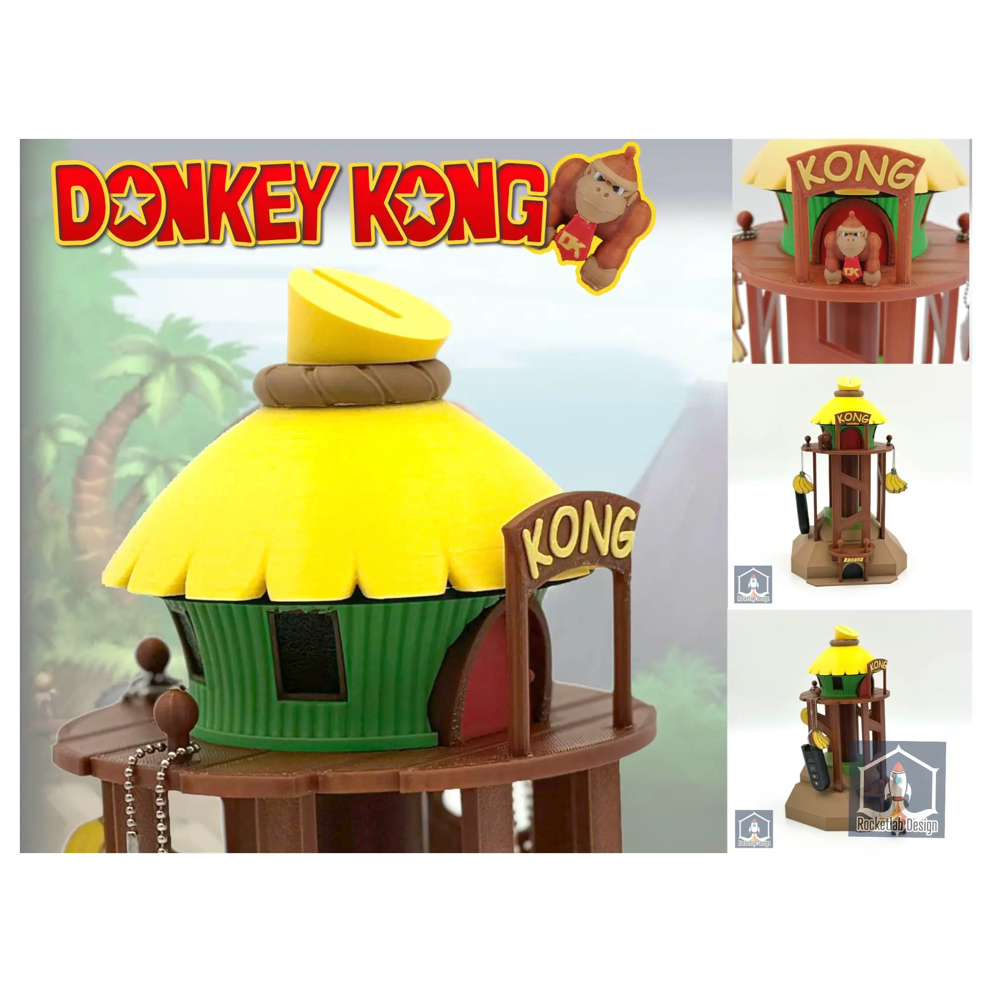 3D Printer Files | 3MF File | Donkey Kong Tree House Key hanger & Piggy ...