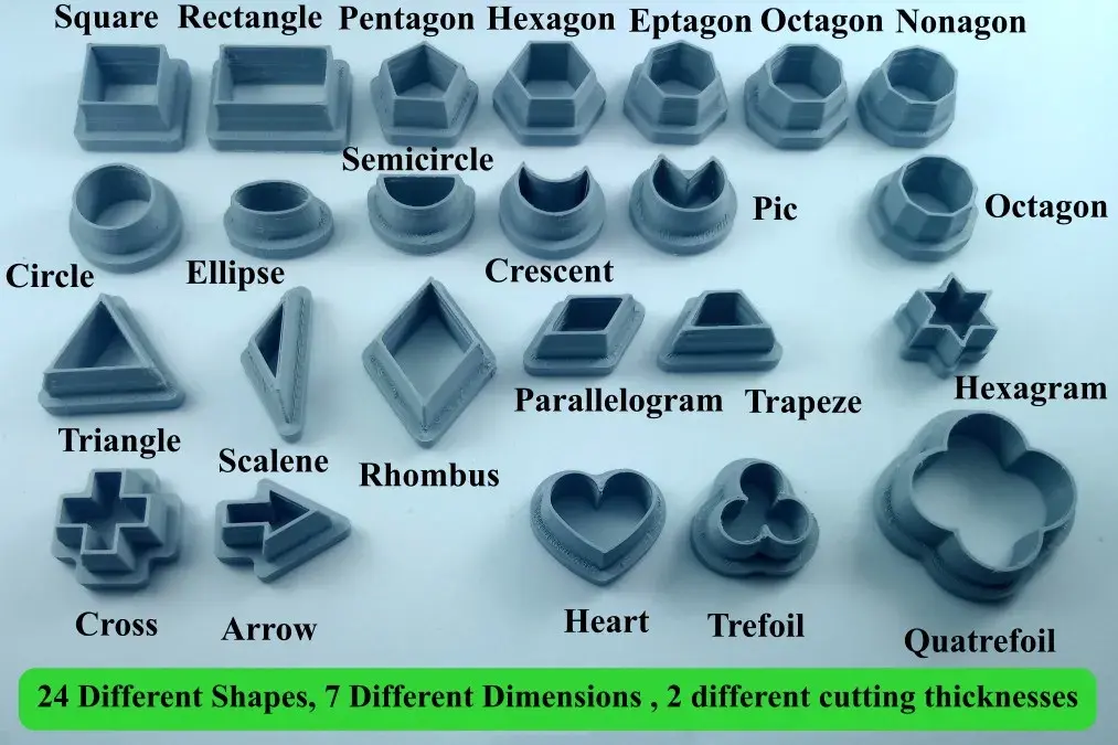 Other STL Download - 24 Geometric Shape Cutters for Clay & Cookies 336 ...