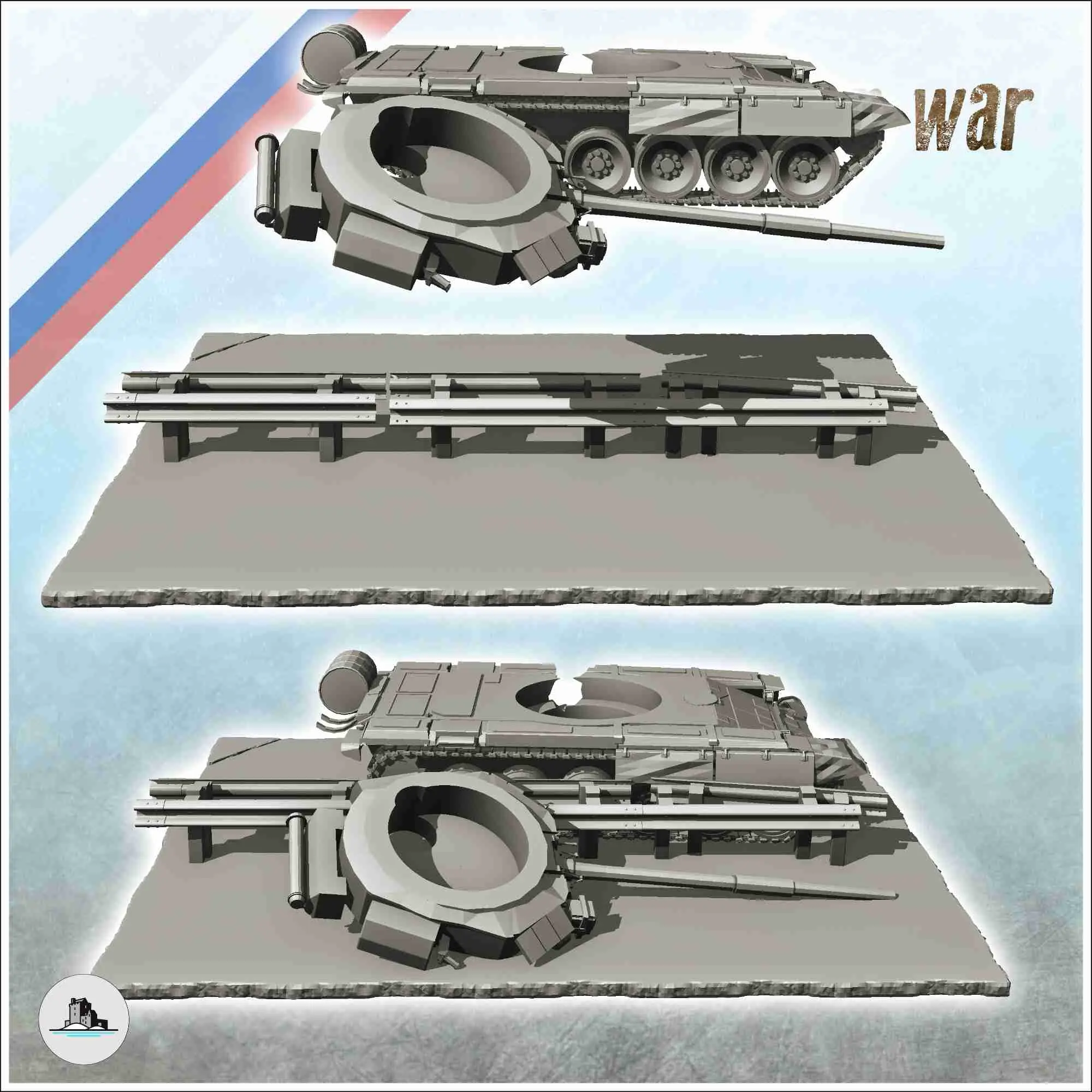 Destroyed Russian T-90 tank shell on modern road (5) - scene | 3D ...