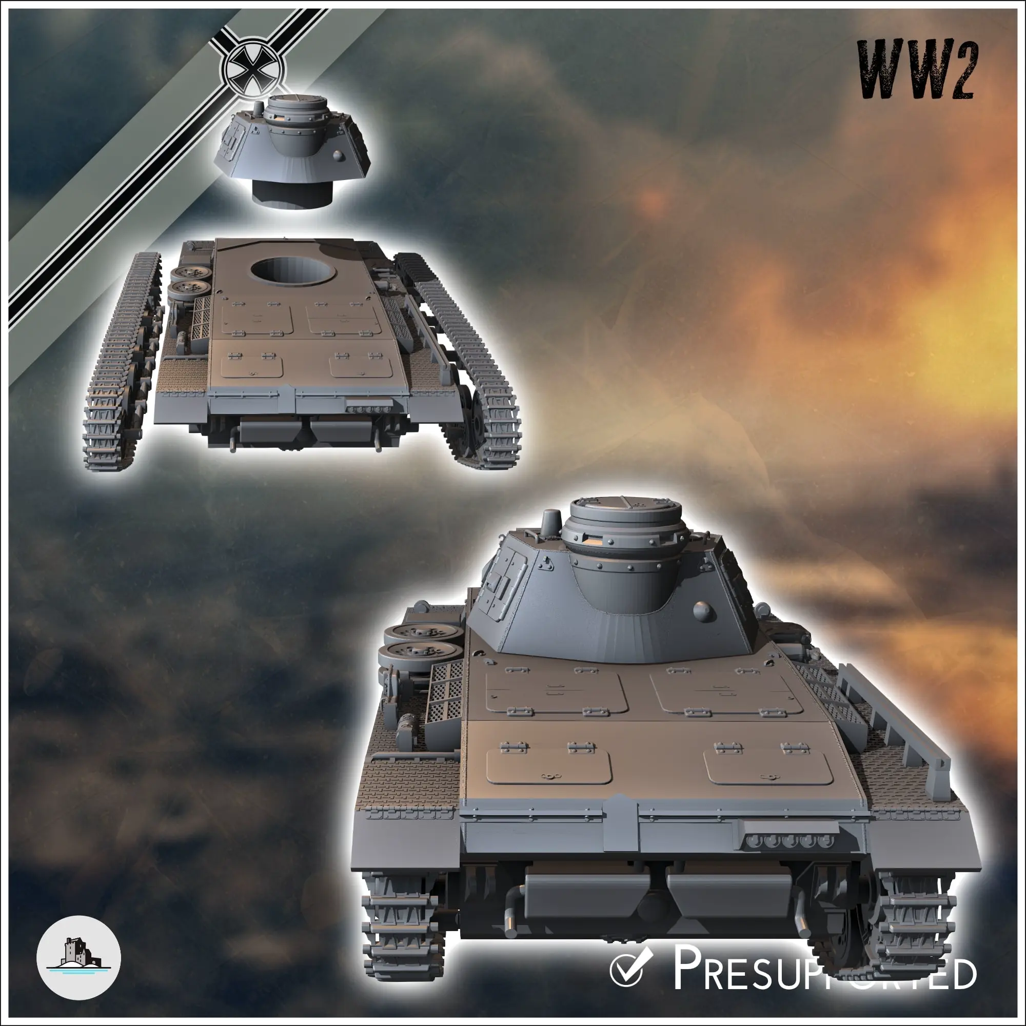 Miniature Games & Accessories STL Download - Panzer III Ausf. F - WW2 miniatures armor war ...