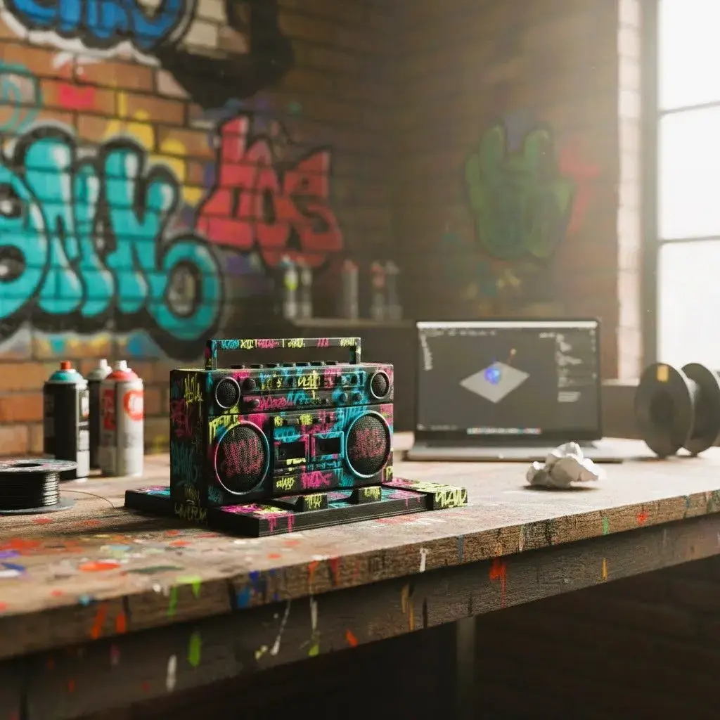 3D Printer Files | 3MF File | Boombox Blaster Phone Holder - Graffiti ...